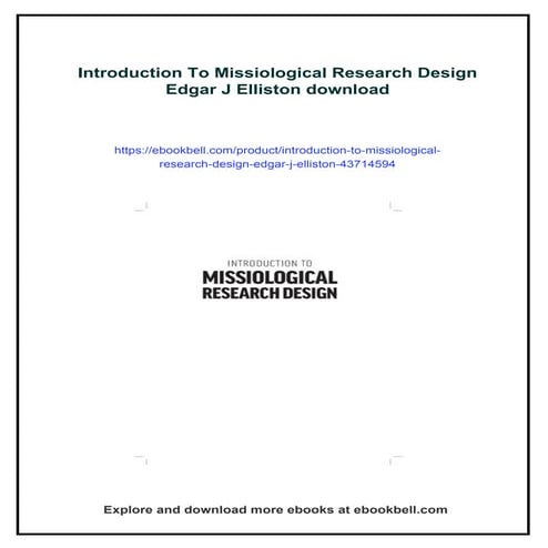 Introduction To Missiological Research Design Edgar J Elliston | PDF