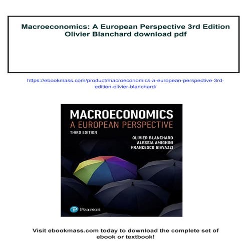 Macroeconomics: A European Perspective 3rd Edition Olivier Blanchard | PDF