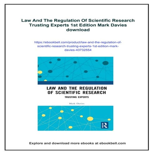 Law And The Regulation Of Scientific Research Trusting Experts 1st ...