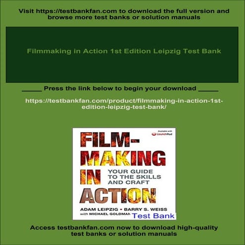 Filmmaking in Action 1st Edition Leipzig Test Bank | PDF