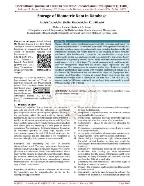 Storage Of Biometric Data In Database Pdf