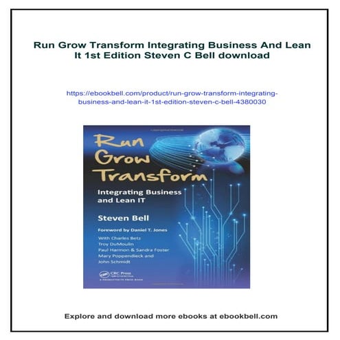 Run Grow Transform Integrating Business And Lean It 1st Edition Steven ...