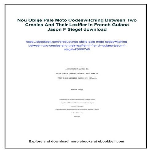 Nou Oblije Pale Moto Codeswitching Between Two Creoles And Their ...