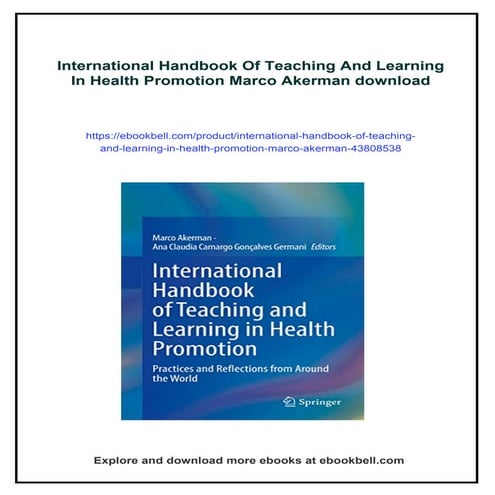 International Handbook Of Teaching And Learning In Health Promotion ...