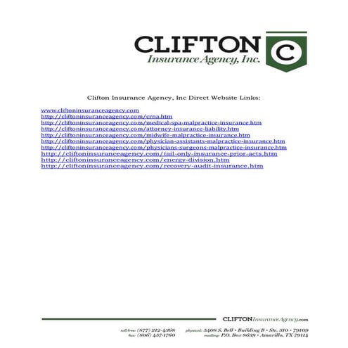 Clifton Insurance Agency - Direct Website Links | DOCX