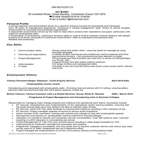 Ian Butler CV December 2015 | DOC