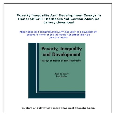 Poverty Inequality And Development Essays In Honor Of Erik Thorbecke ...