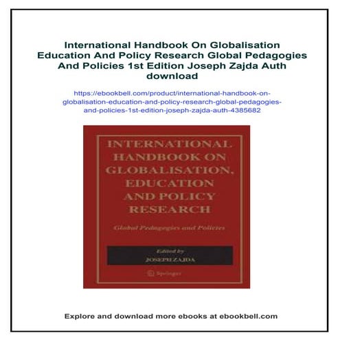 International Handbook On Globalisation Education And Policy Research Global Pedagogies And ...