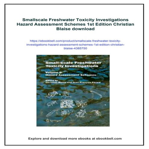 Smallscale Freshwater Toxicity Investigations Hazard Assessment Schemes ...