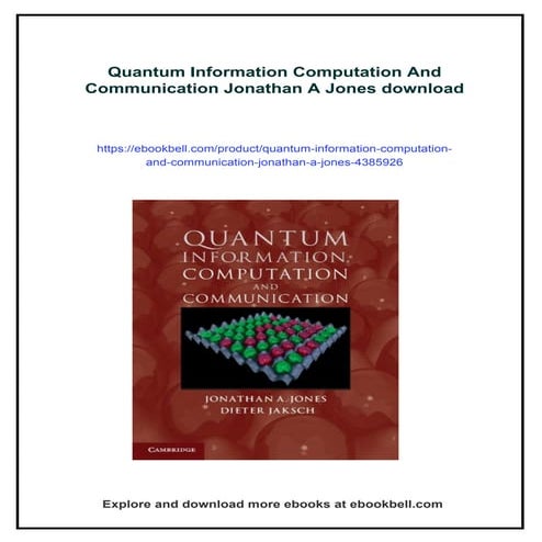Quantum Information Computation And Communication Jonathan A Jones | PDF