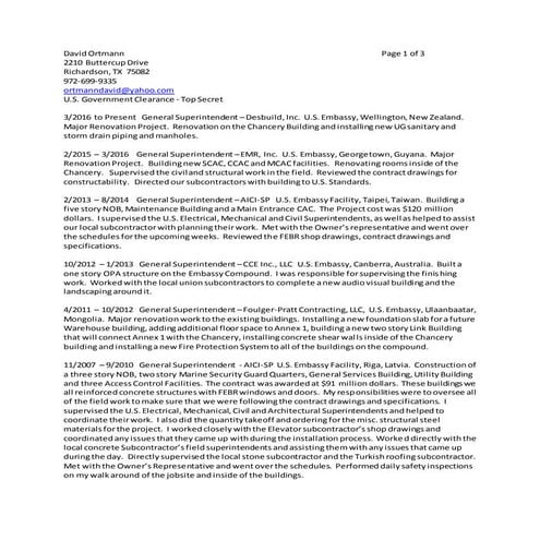 David Ortmann Resume July 2016 | DOCX