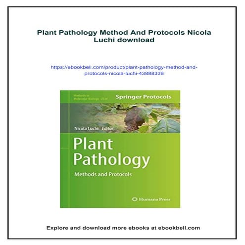 Plant Pathology Method And Protocols Nicola Luchi | PDF