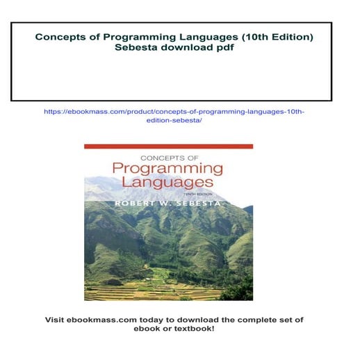 Concepts of Programming Languages (10th Edition) Sebesta | PDF
