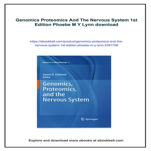 Genomics Proteomics And The Nervous System 1st Edition Phoebe M Y Lynn | PDF