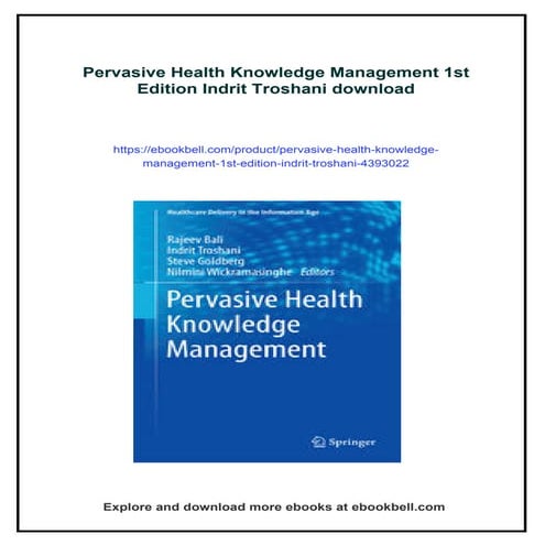 Pervasive Health Knowledge Management 1st Edition Indrit Troshani | PDF
