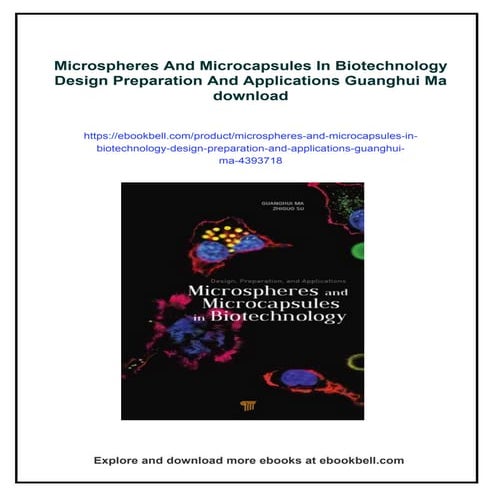 Microspheres And Microcapsules In Biotechnology Design Preparation And ...