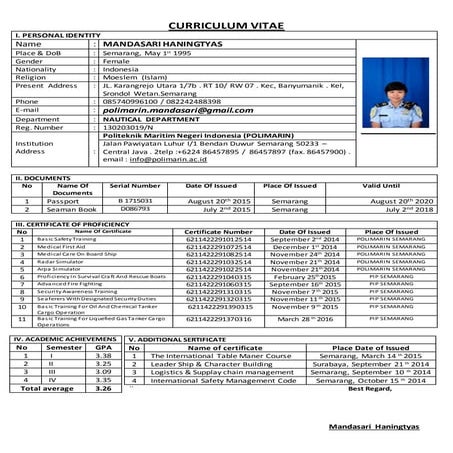 MANDA. CV DECK DEPARTMENT Terbaru | DOCX