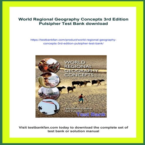 World Regional Geography Concepts 3rd Edition Pulsipher Test Bank | PDF