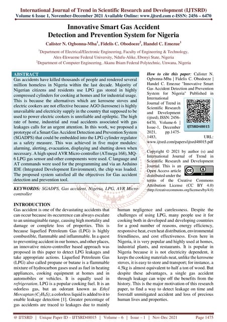 DESIGN AND IMPLEMENTATION OF AN INTELLIGENT GAS CYLINDER VALVE REGULATING SYSTEM USING SOLENOID ...
