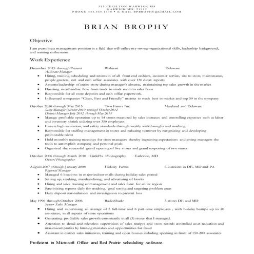 Brian Brophy Resume, Lidl | PDF
