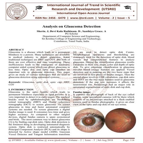 Glaucoma Screening Test by Segmentation of Optical Disc & Cup Using ...