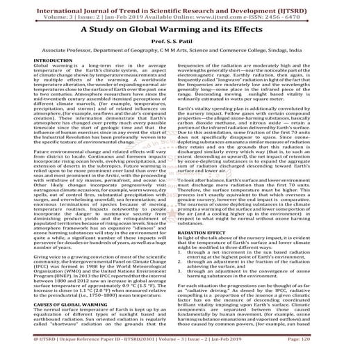 A Study on Global Warming and its Effects | PDF