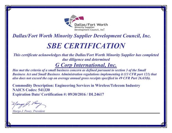 MBE Certification - GCorp - 2015 | PPT