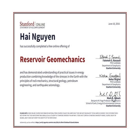 Reservoir Geomechanics Cert | PDF