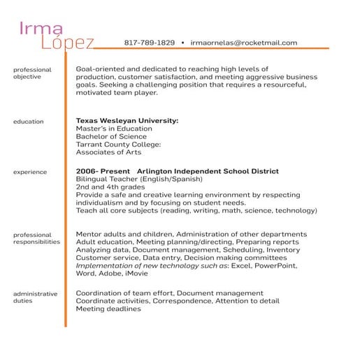 Irma Resume | PDF