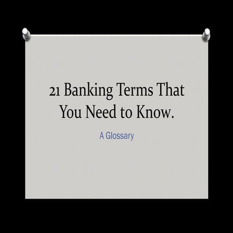 21 banking terms that you need to know | ODP