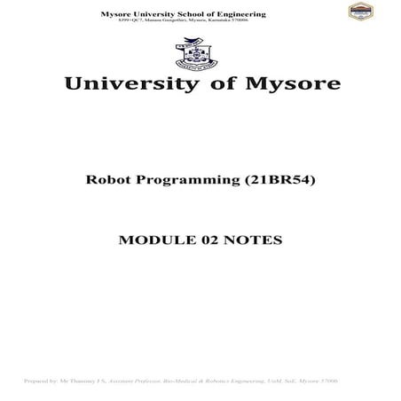21BR54 MODULE 04 Robot Programming Notes | PDF