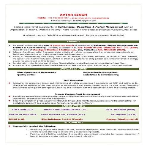 Avtar_singh CV 2016 | DOCX