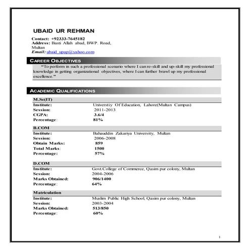 ubaid cv | DOCX