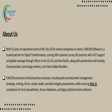 21 CFR Part 11 Compliance Solution for Access Databases - Cimcon Software | PDF