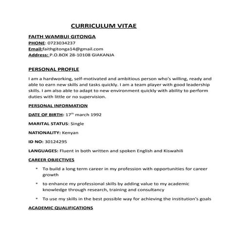 cv faith (1) | RTF | Education