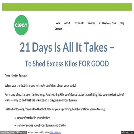 21 Day Meal Plan by Cleanlean | PDF