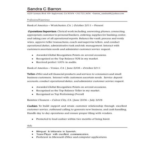 Sandra C Barron Resume 1 | DOCX