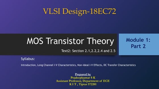 Non Ideal Transistor Theory- Mosfet second order effects | PPT
