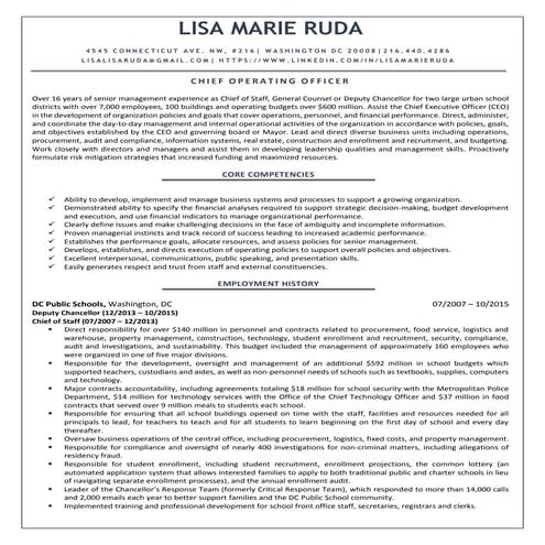 Lisa Marie Ruda Resume - COO | PDF