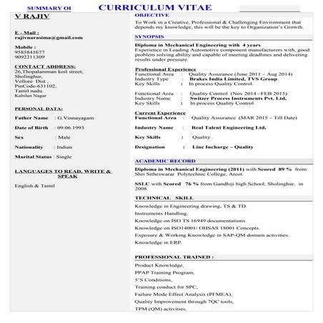 Resume Rajiv-RT | DOC