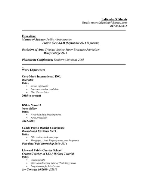 Lakendra Morris presentations