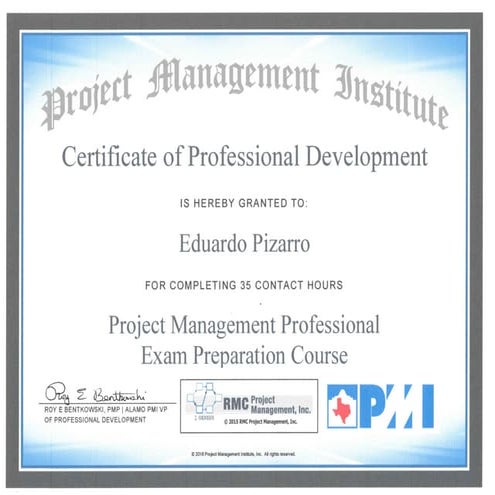 PMP Training certificate | PDF