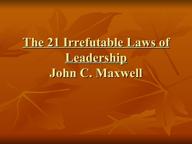 21 irrefutable laws of leadership poster | PDF | Business | Business ...