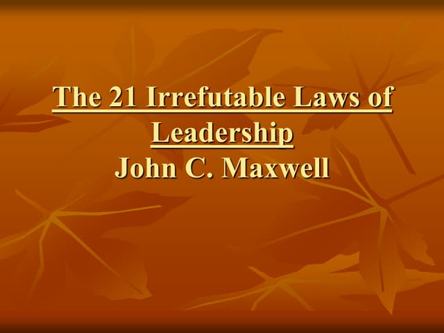 21 irrefutable laws of leadership poster | PDF | Business | Business ...