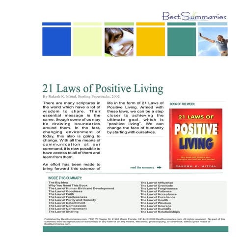 21 Laws Of Positive Living | PDF
