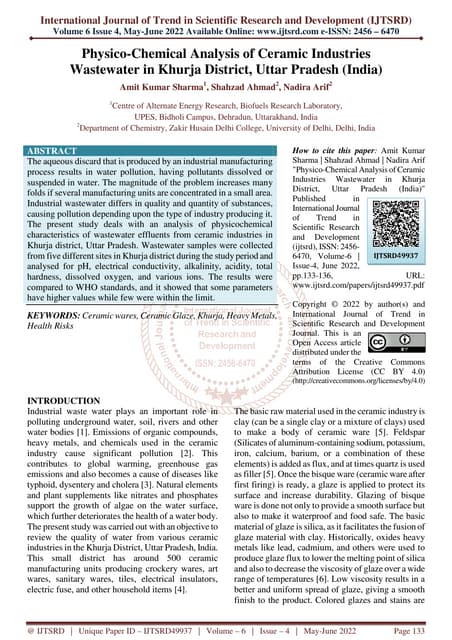 Physico-Chemical Analysis of Groundwater, RO Water, RO Waste Water and ...