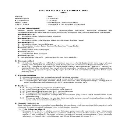 RPP Lengkap Matematika Kelas 3 SD/MI semester 1 | DOCX