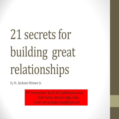 21 secrets for building great relationships | PDF