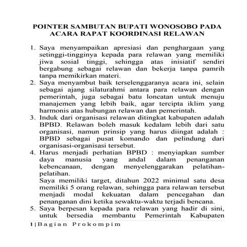 21 sept, sambutan bupati rakor relawan | PDF