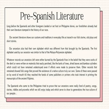 Pre-Spanish Literature, Spanish Literature | PDF